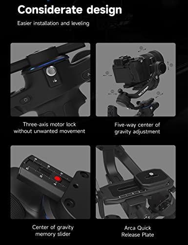 FeiyuTech SCORP-C Camera Gimbal Stabilizer for DSLR and Mirrorless Cameras,Camera Handheld Gimbal 3-Axis, 5.51lbs Payload for Sony/Canon/Panasonic/Lumix/Nikon/Fujifilm,with Tripod