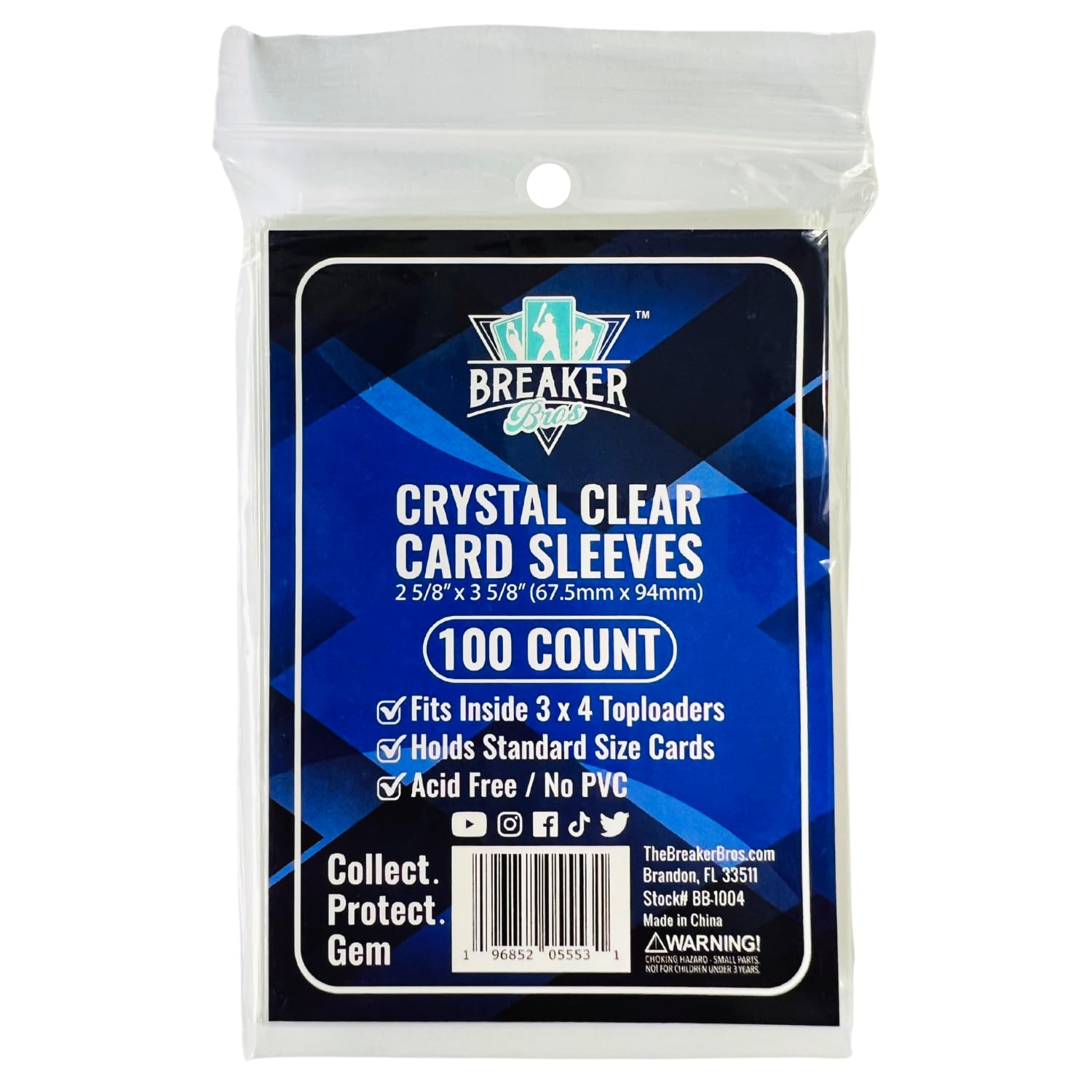 Breaker Bros 2.5" x 3.5" Crystal Clear Collectible Trading Card Protective Sleeves | 100 Standard Size Penny Sleeves for Trading Cards