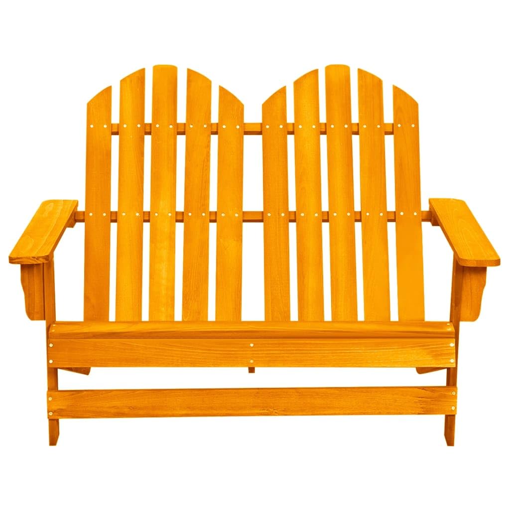Gecheer 2-Seater Patio Adirondack Chair Folding Fir Solid Wood Double Loveseat, with High Backrest Outdoor All Weather Orange Porch Chair for Backyard, Balcony, Poolside