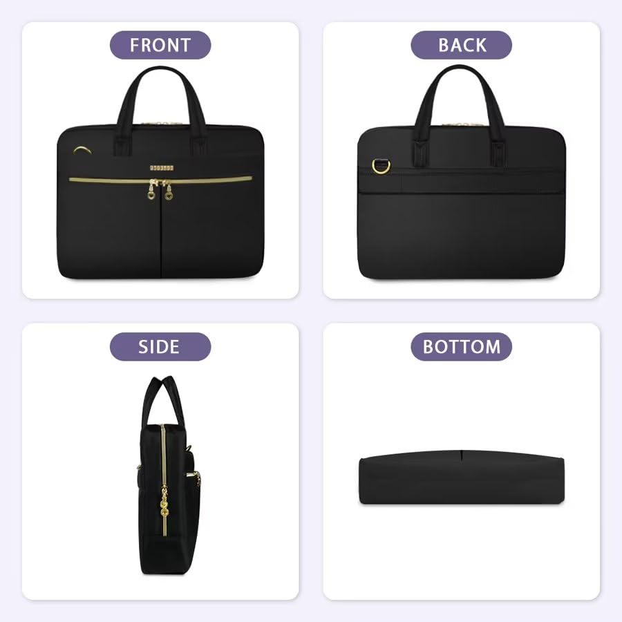 Ferkurn Laptop Bag Case 14 15 15.6 Inch Women Men Computer Bag for Dell Inspiron XPS/HP Pavilion/Surface/Lenovo Thinkpad Ideapad/ASUS Vivobook/Acer Chromebook,Shoulder Briefcase Messenger Case,Black