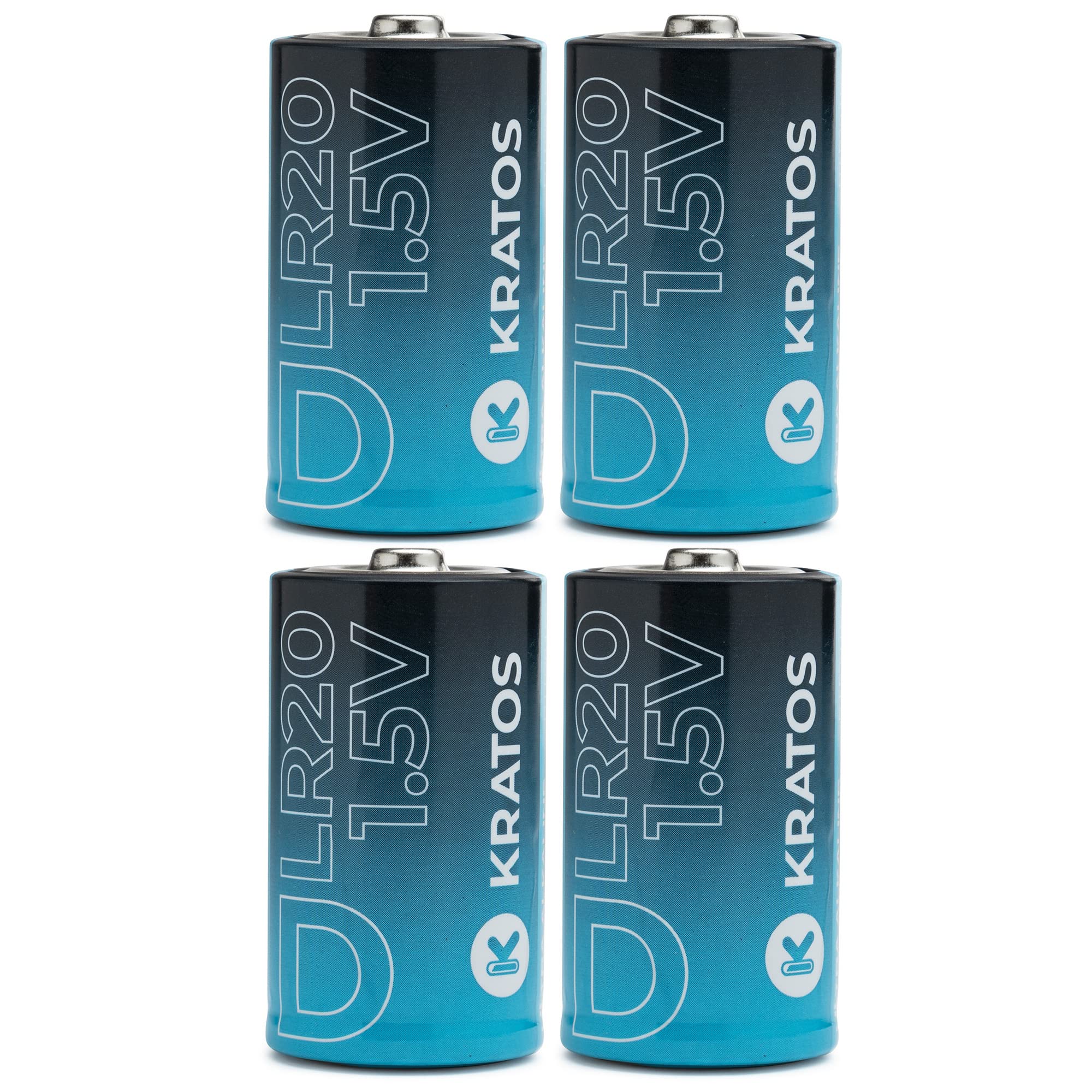 Kratos Power D Batteries - 4 Pack Alkaline Batteries - Long-Lasting All-Purpose D Battery - 10 Year Shelf Life - Mercury & Cadmium Free Flashlight Batteries - Disposable Replacement Batteries