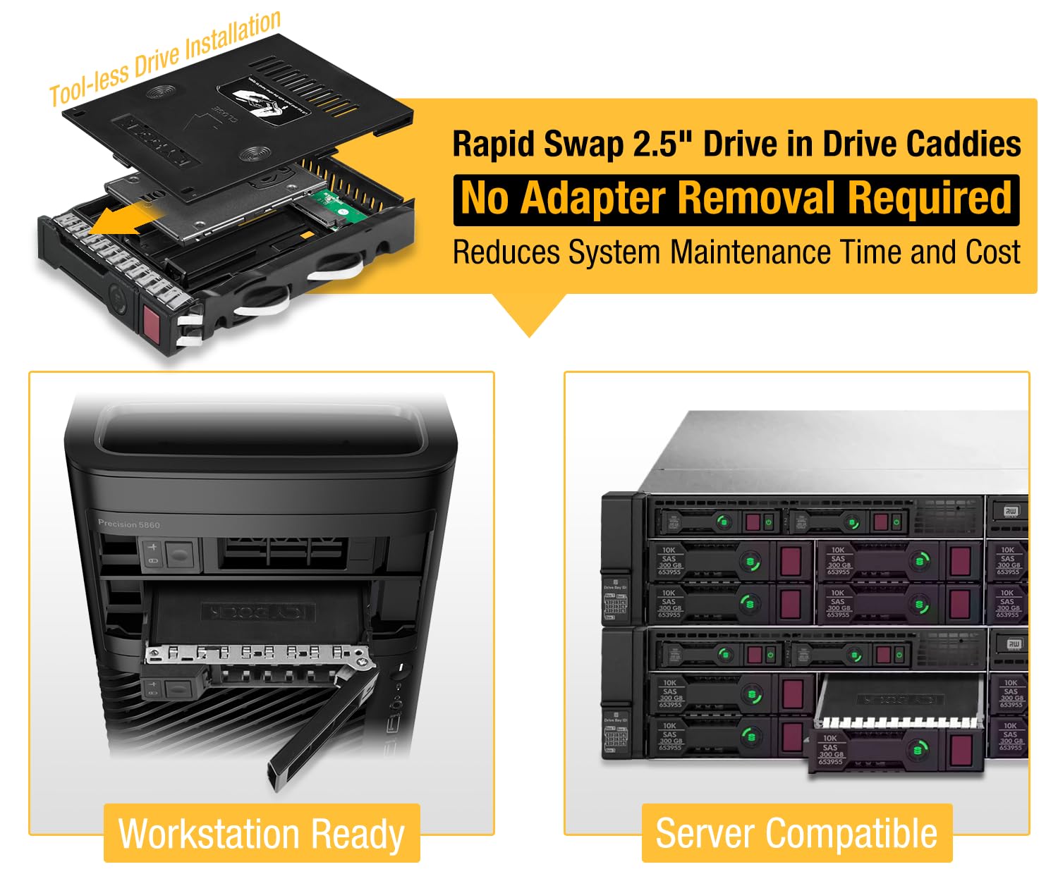 ICY DOCK 2.5 inch to 3.5 inch SATA HDD & SSD Mounting Kit for Internal 3.5" Drive Bay with Removable Cover | EZConvert Lite MB882SP-1S-2B