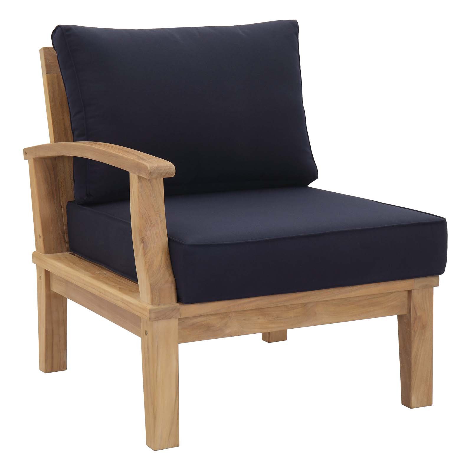Modway EEI-1822-NAT-NAV-SET Marina Premium Grade A Teak Wood Outdoor Patio Furniture Set, 2 Piece, Natural Navy