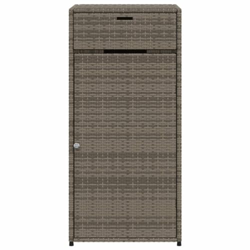 Gecheer Patio Storage Cabinet Outdoor Garden Storage Organizers Gray 21.7"x21.7"x43.7" Poly Rattan 0223078C 0224078C