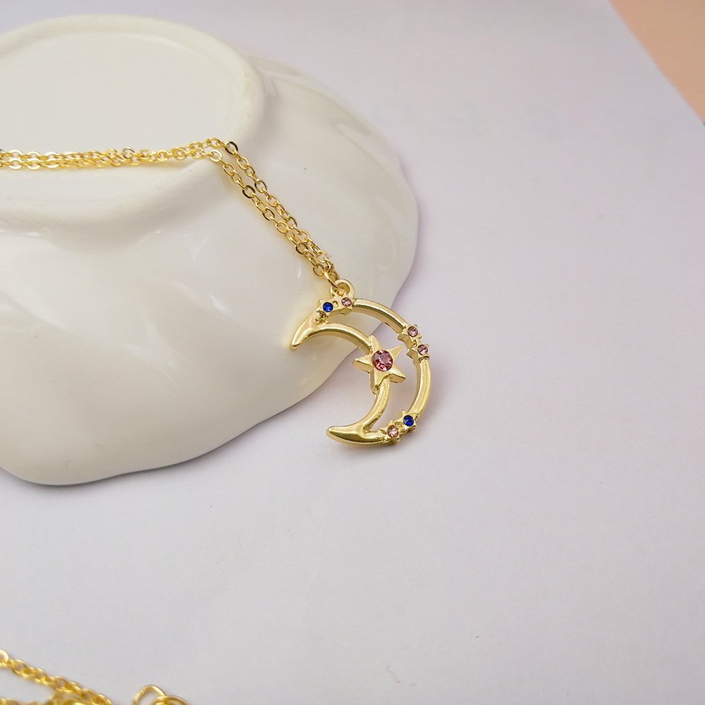 MYANAIL Nine Planets Pendant Necklace Sailor Moon Guardian Star Clavicle Necklace, Astronomy Enthusiast Gift Jewelry (Moon)