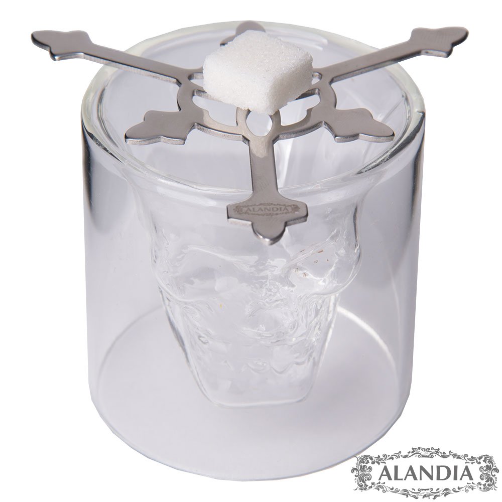 Gothic Absinthe Spoons Set | 2x Stainless Steel Absinthe Spoon | 1x Drinking Ritual Card