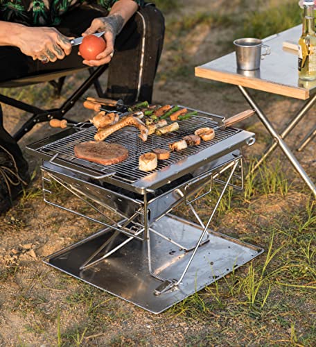 Campingmoon BBQ Grill Fire Pit Foldable Stainless Steel - Large MT-045