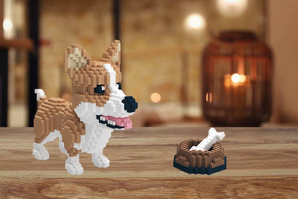 BDYDT Animal Corgi Dog and Food Micro Building Blocks Set(1860PCS) Gift for Adults and Kids