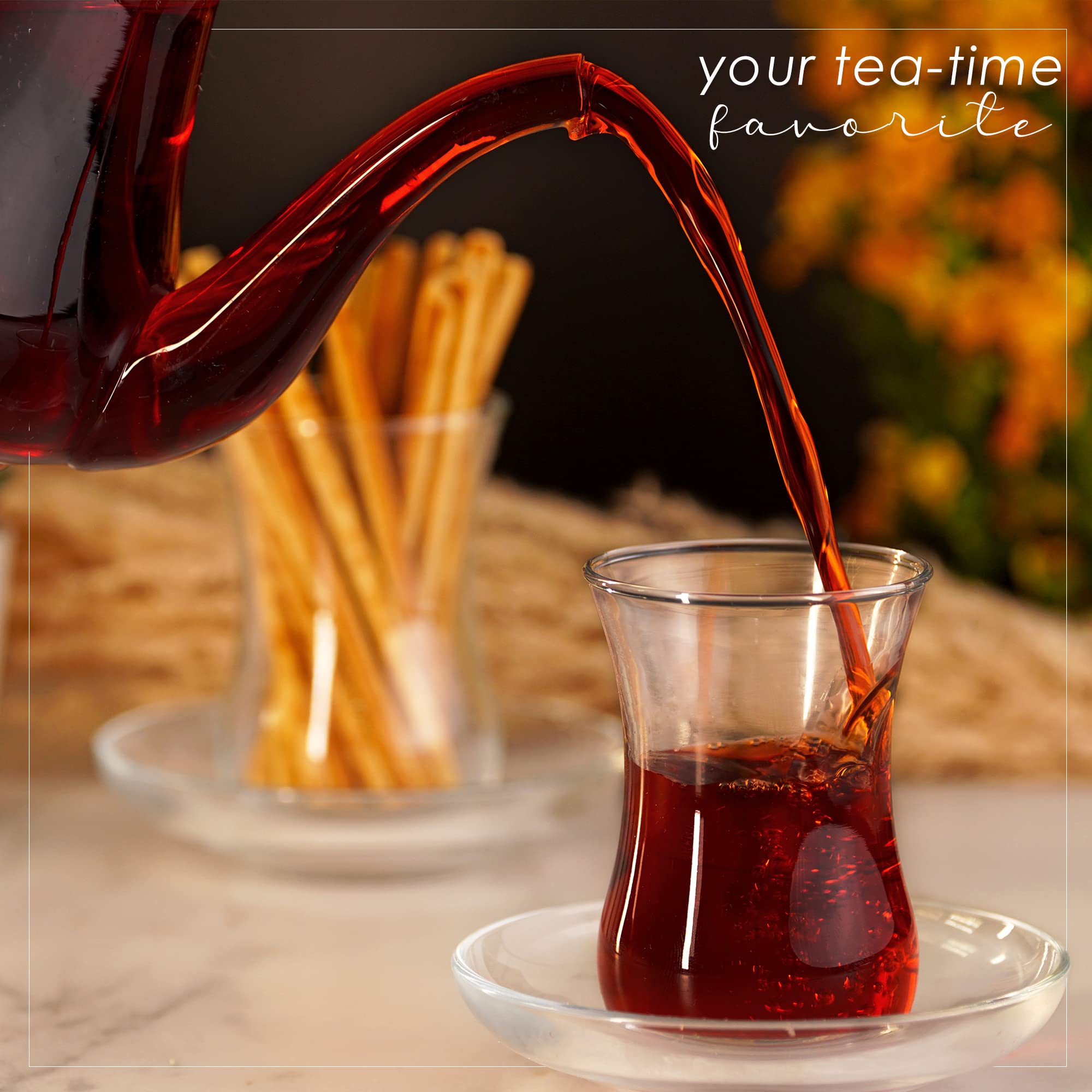 BullyBae Turkish Tea Glasses and Saucers Set (12 Pieces), Arabic Persian Tea Cups (4oz/120ml)