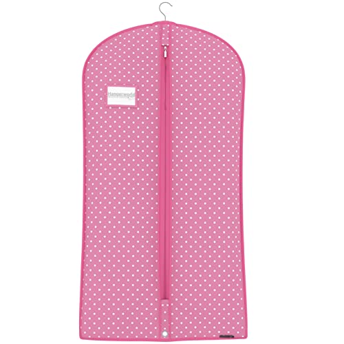HANGERWORLD Pink Polka Dot Suit and Dress Garment Bags for Storage - 45inch x 22inch - Breathable Clothes Covers Protecting Dusts Closet Storage