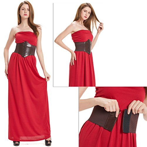 HANERDUN Lace-up Waspie Corset Belts for Women Elastic Waist Belt Tied Retro Wide Belt