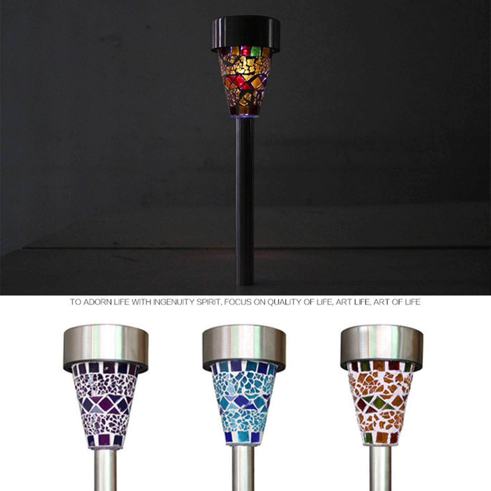 iFCOW Pathway Landscape Lighting, Solar Mosaic Garden Lights 3pcs Waterproof Mosaic LED Garden Light for Outdoor Christmas Garden Home Decoration