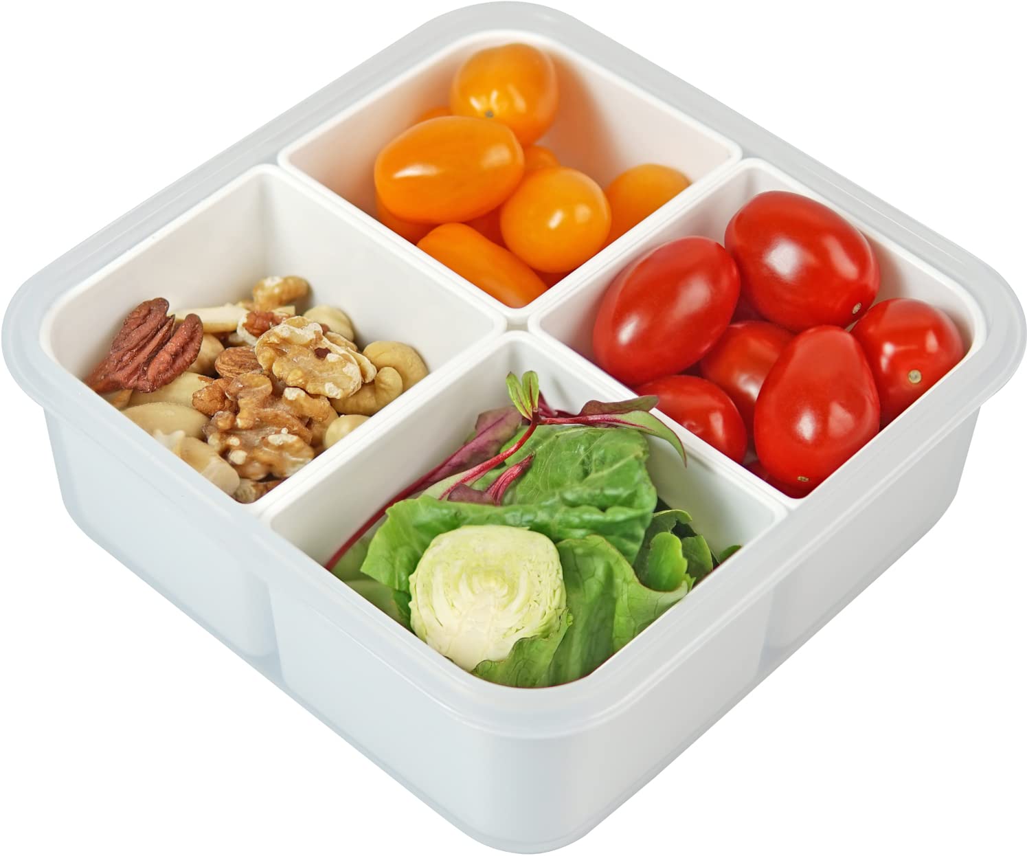 carrotez Food Storage Containers, 4 Compartment Portion Control Container, Snack Container For Adults, Meal Prep Container, Reusable, Microwave Safe, 4.6 Cup (1100ml), Pack of 2