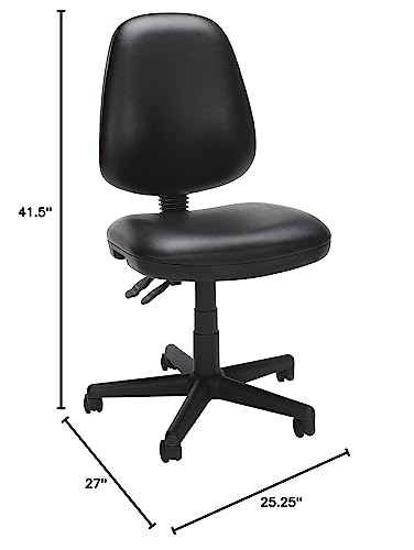 OFM, Black Straton Vinyl Office Chair With Lumbar Support, Adjustable Back & Seat Height, 250lb Max Weight With Wheels for Computer/Desk, Mid Back