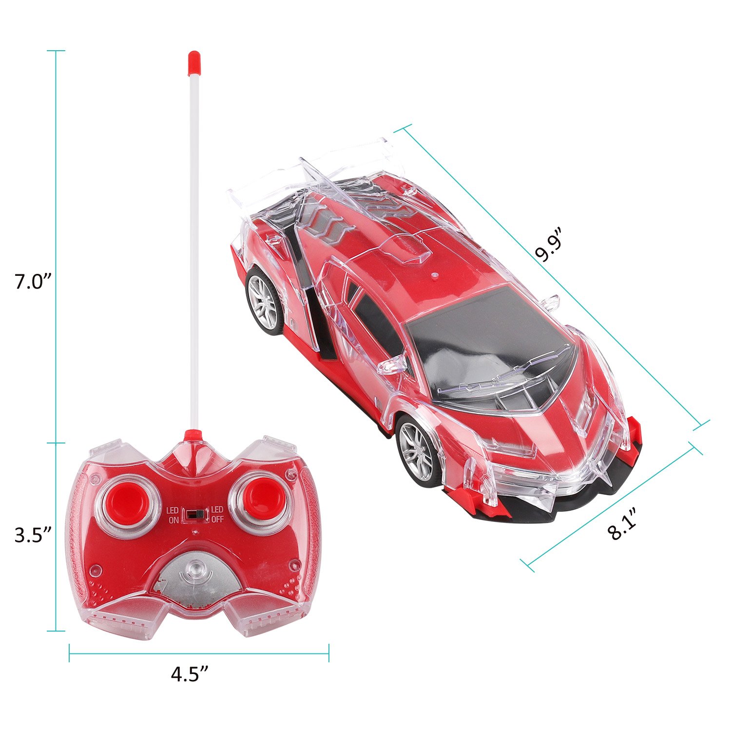 Light Up RC Remote Control Racing Car - 1:20 Scale Radio Control Sports Car with Flashing LED Lights - Ideal Gift Toy for Kids