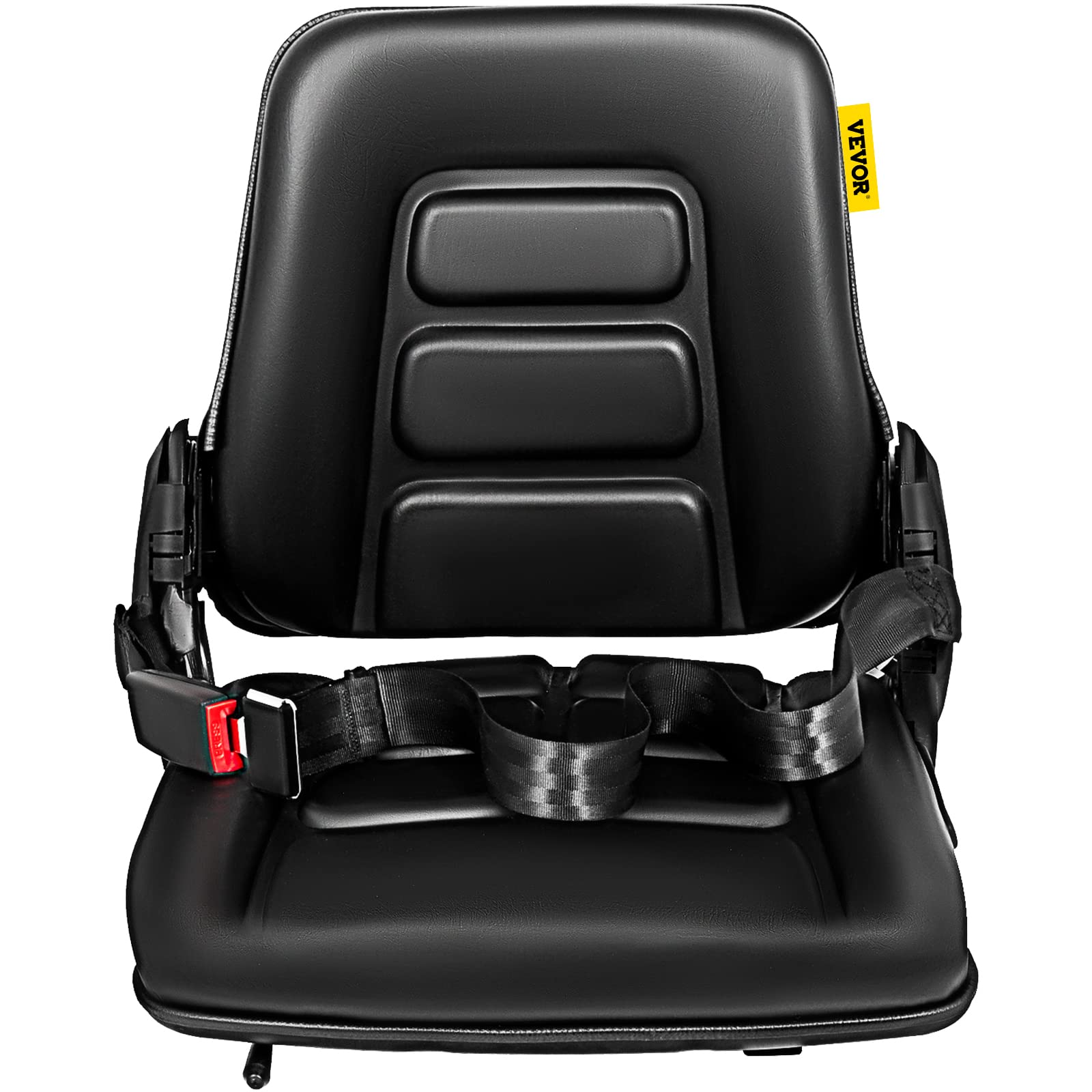 Bestauto Universal Forklift Seat with Armrest, Fordable Tractor Seat with 180° Adjustable Back Angle Fits Excavator Forklift, Tractor, Skid Loader, Backhoe Dozer Telehandler, Heavy Mechanical Seat , Black