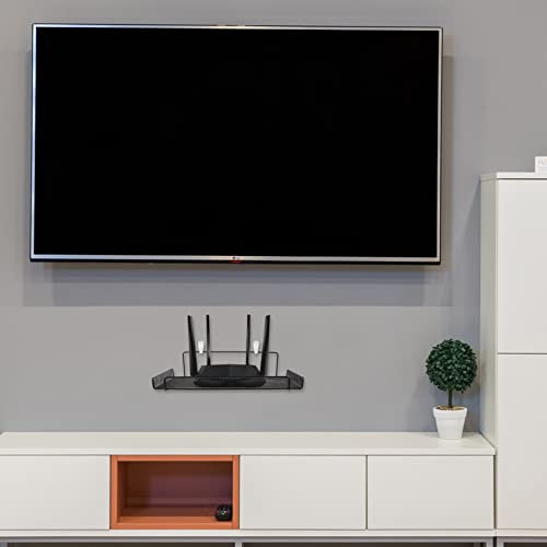 DECHOUS Router Wall Hanging Shelf Metal Mesh Tv Box Floating Shelf for DVD Player Projector Living Room Bedroom Kitchen Office