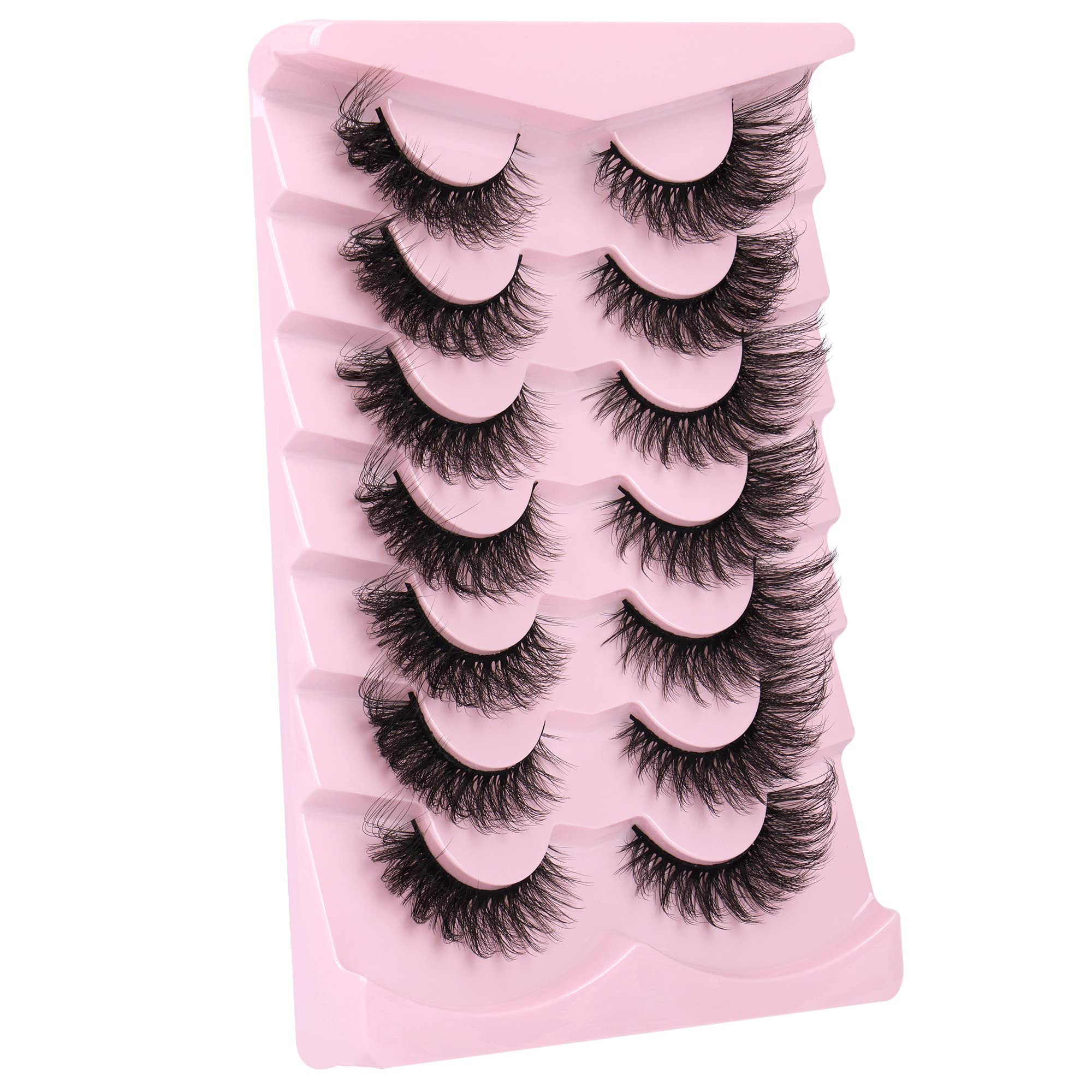Cat Eye Fake Lashes Dramatic False Eyelashes Faux Mink Lashes Extension Wispy Fluffy Natural Look 7 Pairs Pack Fox Eye Lash 8D Volume Thick long Reusable Light Cruelty-Free by Boahankuke