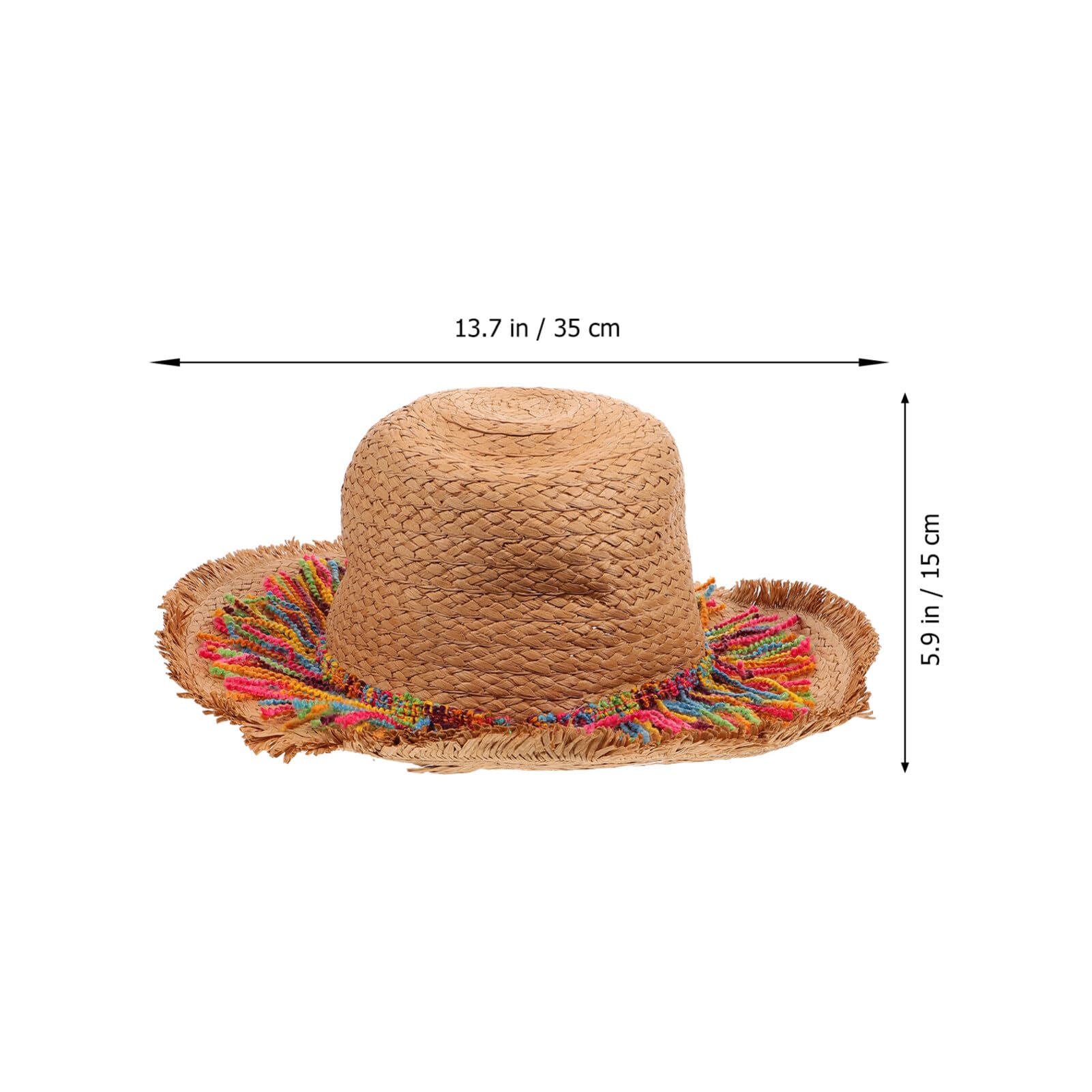 Beach Hat Stylish Sun Block Hat Colorful Tassel Straw Hat Sun Protection Hat Daily Dress