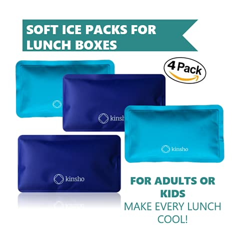 Bundle of Bento Lunch Box for Kids Boys Adults with Utensils (Blue) + Ice Packs for Lunch Bags (Blue & Turquoise)