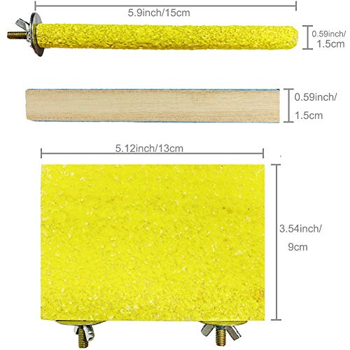 Hamiledyi 6 PCS Bird Perch Stand Toy Wood Parrot Paw Grinding Stick Perch Stand Platform Parakeet Cage Accessories Exercise Toys for Budgies Cockatiel Conure