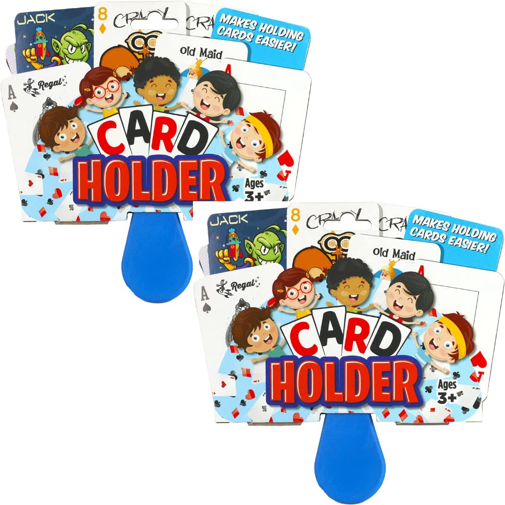 Regal Games 2 Pack Card Holders for Playing Cards - Kids Card Holder with Plastic Paddles - Ideal for Family Fun Game Night and Travel (Ages 3+)