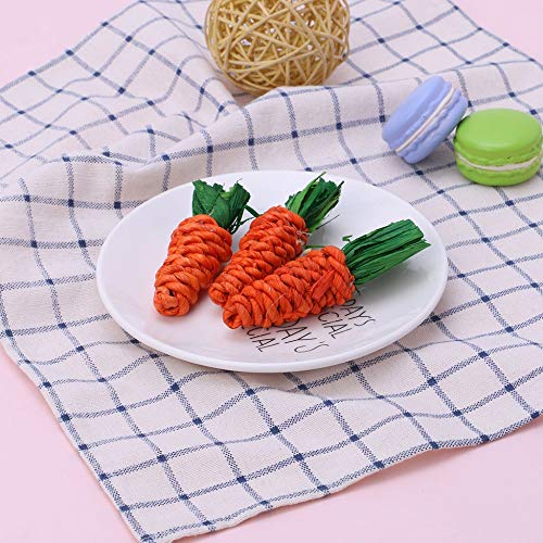 Hamiledyi Rabbit Seagrass Mat Activity Mat Bunny Chew Toy Small Animal Activity Play Ball Carrot Toy for Hamster Guinea Pigs Gerbils