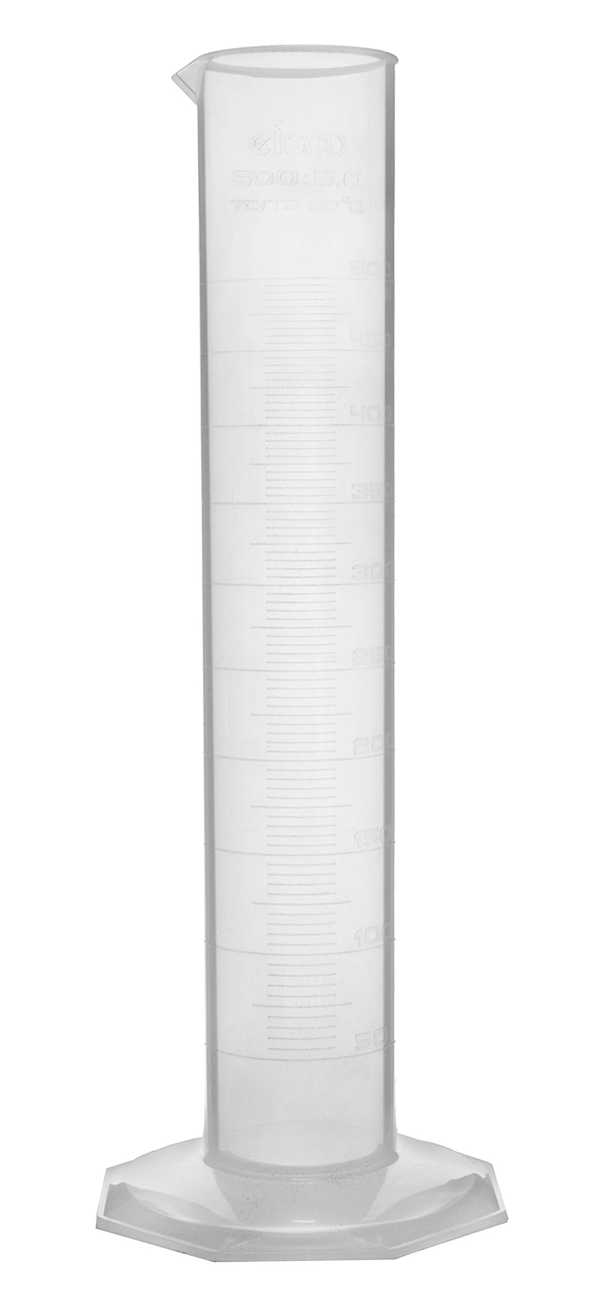 EISCO 7PC Graduated Cylinder Set - Class B - 10ml, 25ml, 50ml, 100ml, 250ml, 500ml & 1000ml - Polypropylene Plastic, Octagonal Base, Moulded Graduations - Industrial Quality, Autoclavable