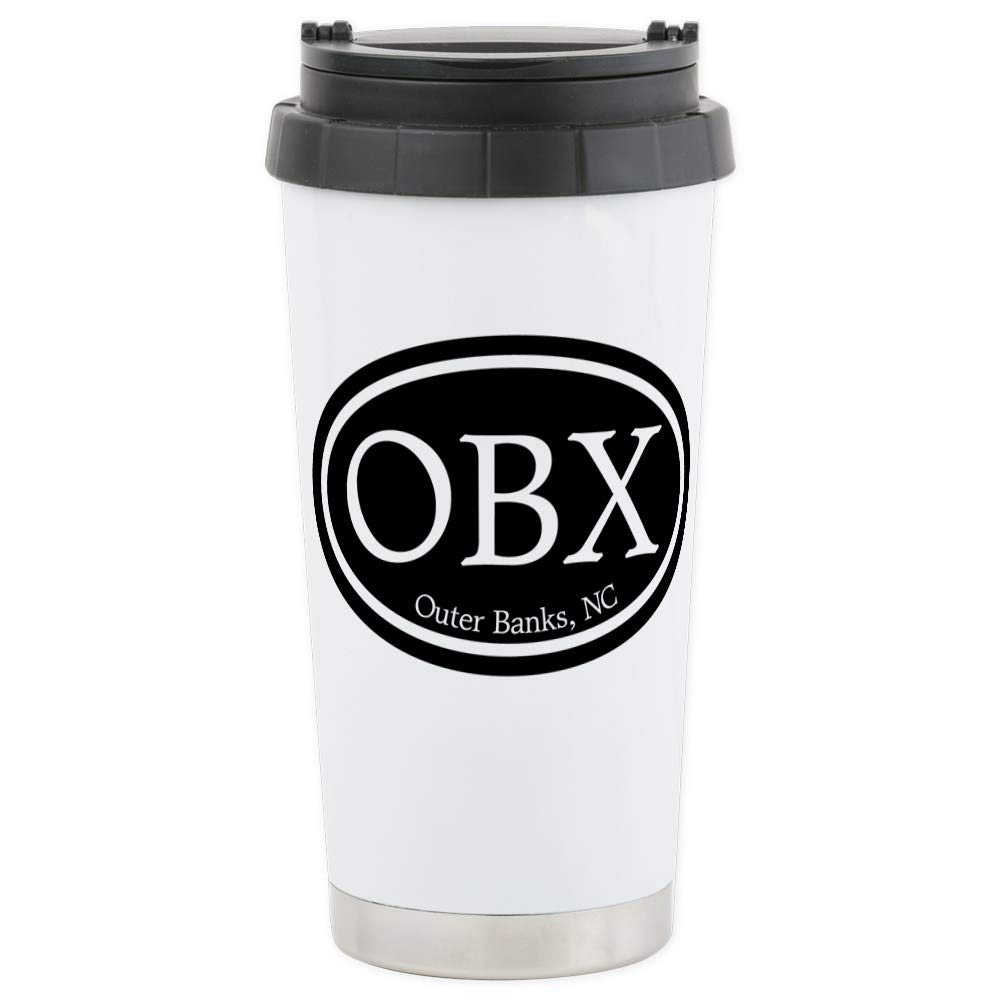 CafePress OBX Outer Banks, NC Oval Stainless Steel Travel Mu Stainless Steel Travel Mug, Insulated 20 oz. Coffee Tumbler