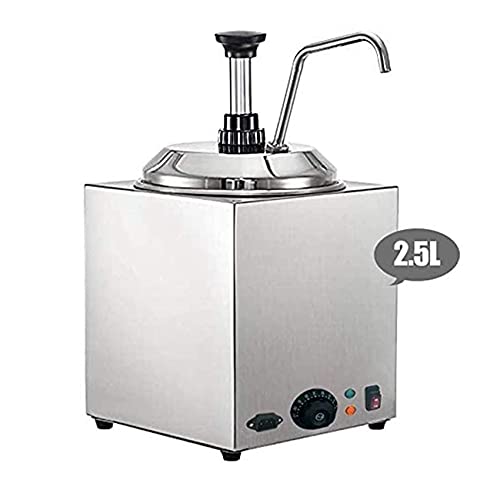 oiakus Commercial Hot Fudge Warmer, Nacho Cheese Sauce Warmer Pump Dispenser, Cheese Warmer Stainless Steel for Restaurants, Snack Stations, Cupcake Store