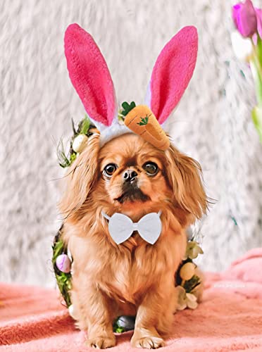 Dog Bunny Ears and Dog Easter Bow Tie, Pet Easter Outfit