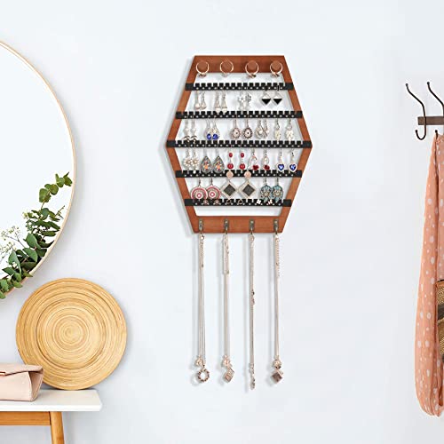 handrong Hexagon Hanging Earring Organizer Wall Earring Holder Wall Jewelry Holder Wall Jewelry Organizer For Earrings Necklaces Bracelets