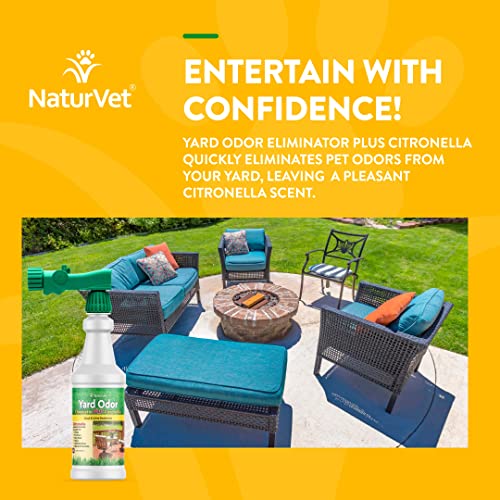 NaturVet β Yard Odor Eliminator Plus Citronella Spray β Eliminate Stool and Urine Odors from Lawn and Yard β Designed for Use on Grass, Patios, Gravel, Concrete & More β 32oz with Hose Nozzle