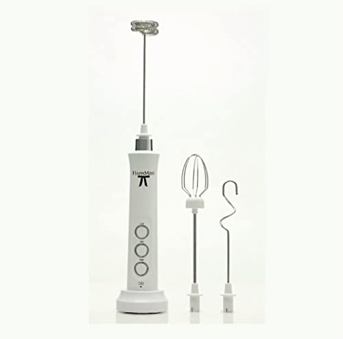 HappiMiss Milk Frother USB Rechargeable - 3 whisks: Wire for Making Perfect Fluffy Foam Lattes, Matcha, Macchiatos, Cappuccino, Butter Coffee, Hot Chocolate, Cold Foam - Snowy Day White