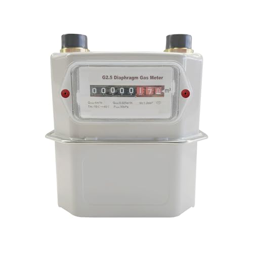 CIXIFM Mechanical Gas Meter Natural Gas Meter Household Steel Shell Nominal Flow Rate 4m ³/h Flow Rate of 0.04m ³/h~6m ³/h 4pcs M30 * 2