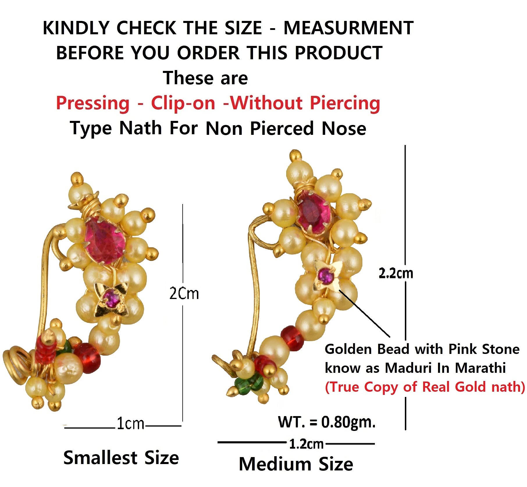 Best Deals Small maharashtrian Nath Adjustable Clip on Nose Ring Without Piercing for Women