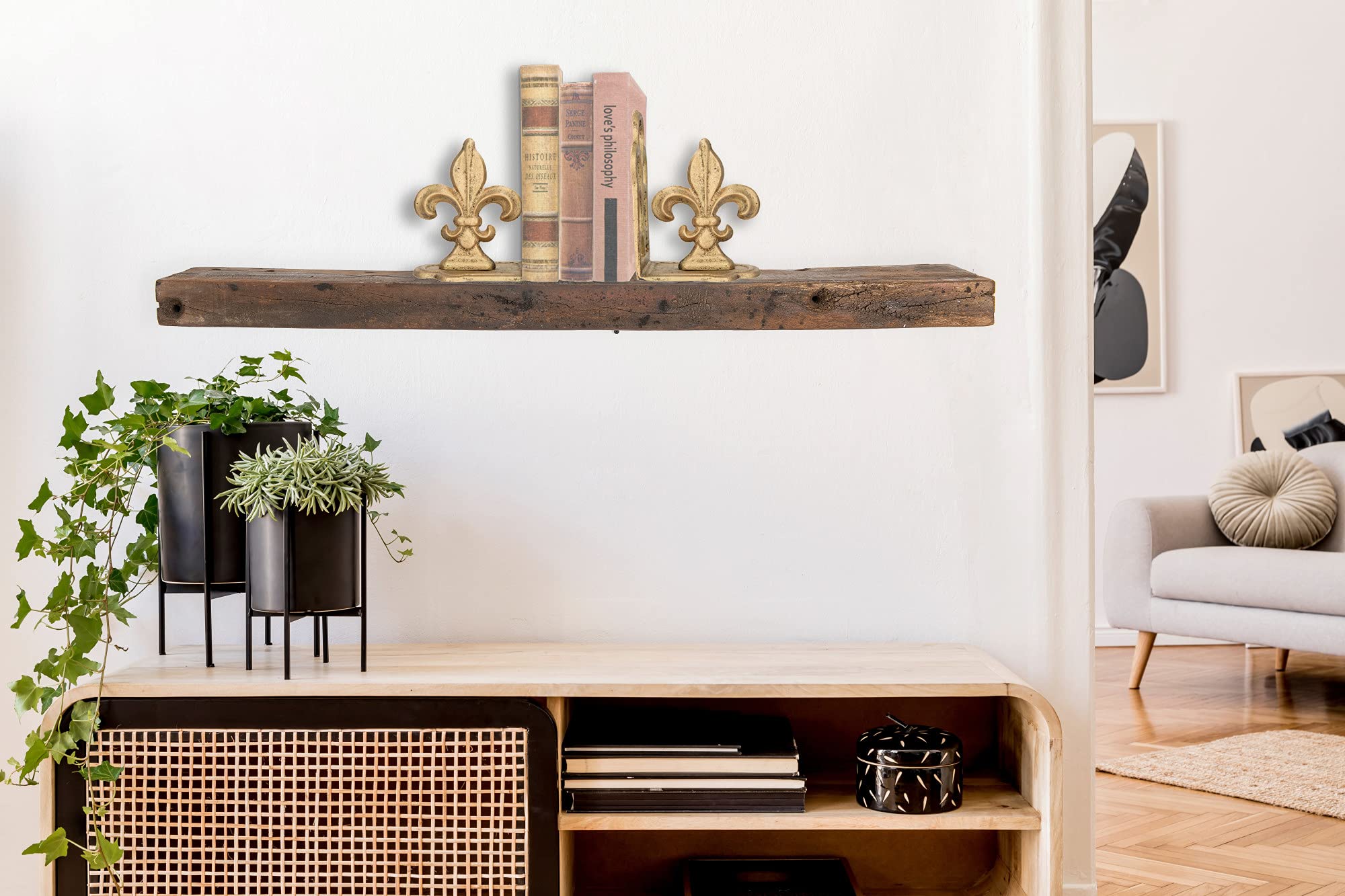Creative Co-Op Wood Floating Wall Shelf, Large, Brown