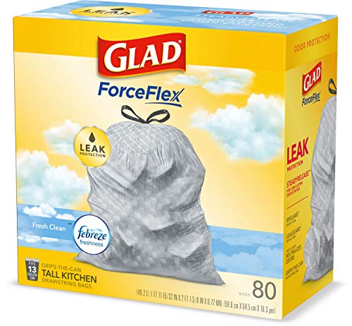 Glad OdorShield Drawstring Tall Kitchen Trash Bags - Fresh Clean - 13 Gallon - 80 Count