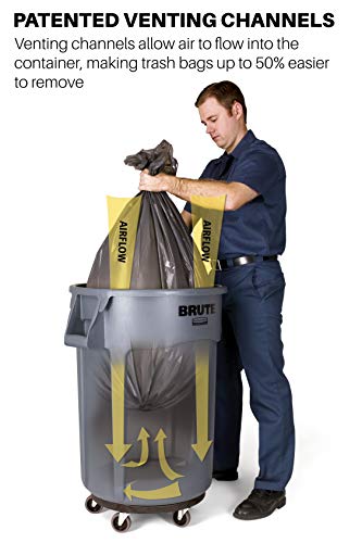 Rubbermaid Commercial Products Brute Heavy-Duty Round Waste/Utility Container With Venting Channels, 20-Gallon, Blue (Fg262000Blue)