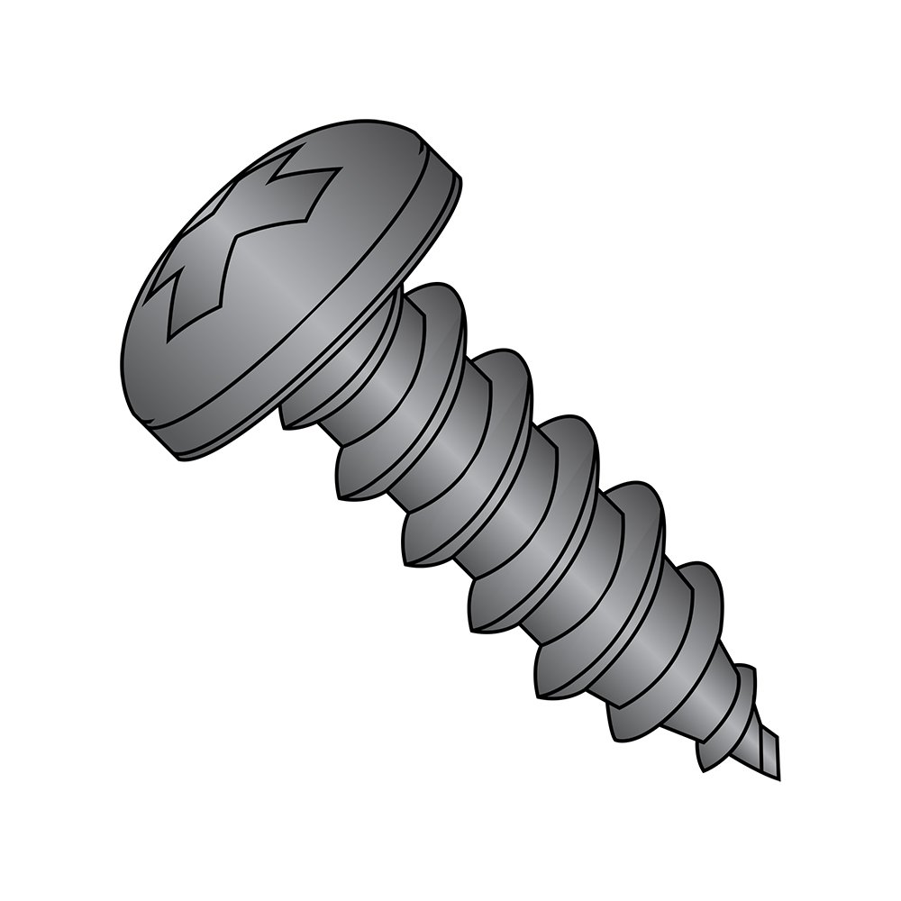 Small Parts 0628APPB Steel Sheet Metal Screw, Black Oxide Finish, Pan Head, Phillips Drive, Type A, #6-18 Thread Size, 1-3/4" Length (Pack of 100)