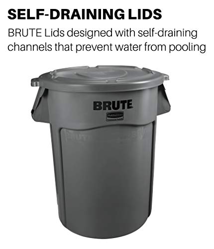 Rubbermaid Commercial FG261960GRAY BRUTE Heavy-Duty Round Waste/Utility Container, 20-gallon Lid, Gray