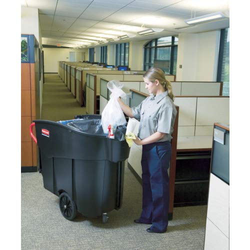 Rubbermaid Commercial Executive Series Mega Brute Waste Collection Cart, 120-Gallon, Black (9W7300BLA)