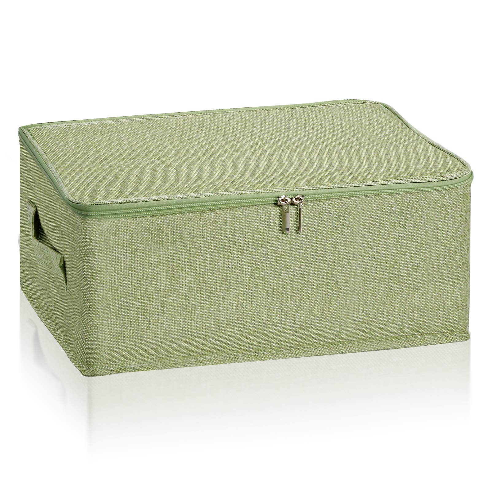 Natheeph Cube Storage Bins with Zipper Lid Foldable Storage Box with Handles Cotton Linen Closet Organizers and Storage Baskets for Clothes Toys (S)