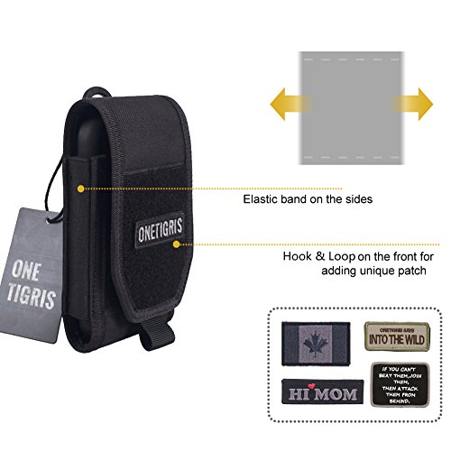 OneTigris Large Smartphone Pouch for 5.5"/6.1" Phone with Slim Survivor Case (Black)