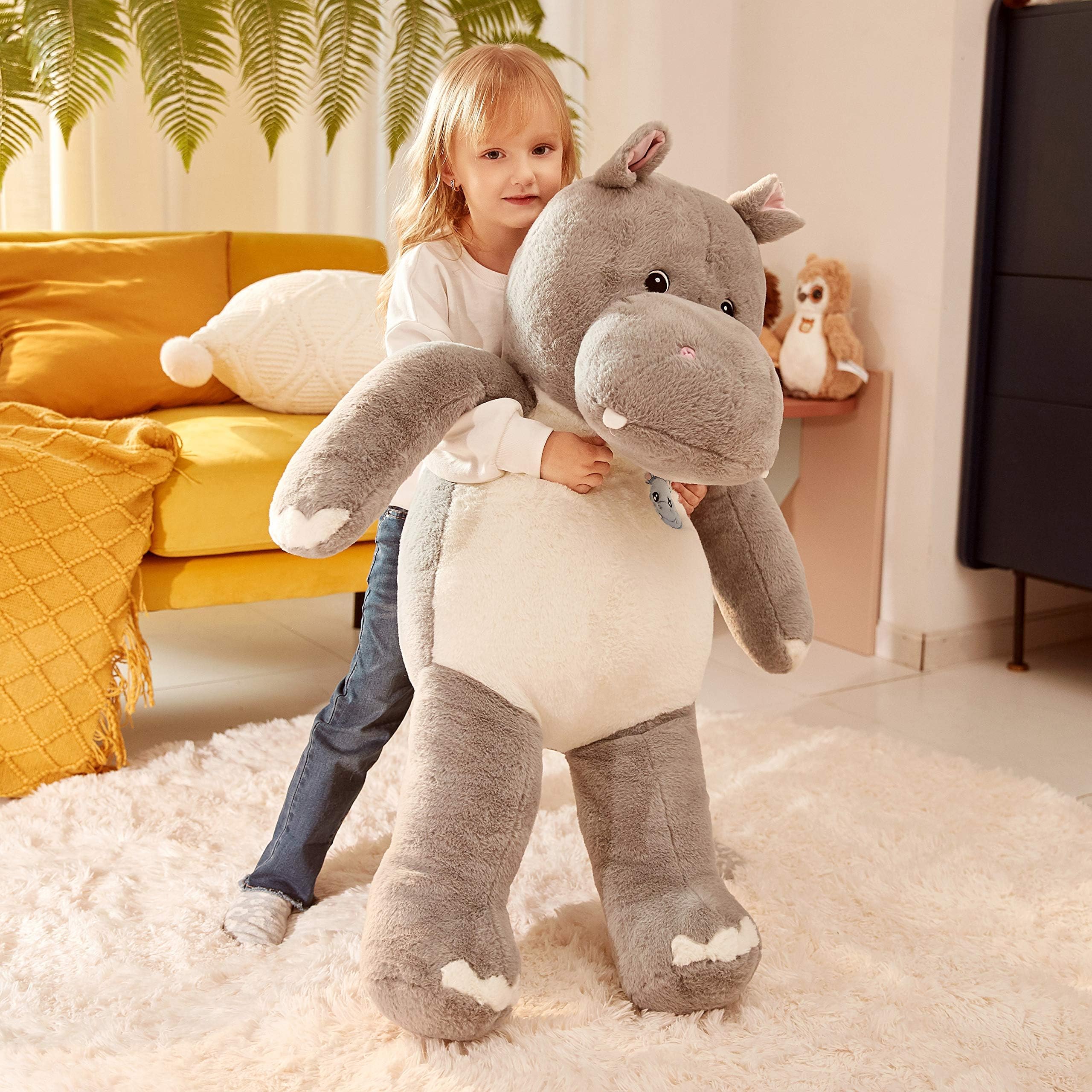 IKASA Giant Hippo Stuffed Animal - 30" Jumbo Plush Toy, Soft & Cute for Kids, Boys & Girls (Gray)