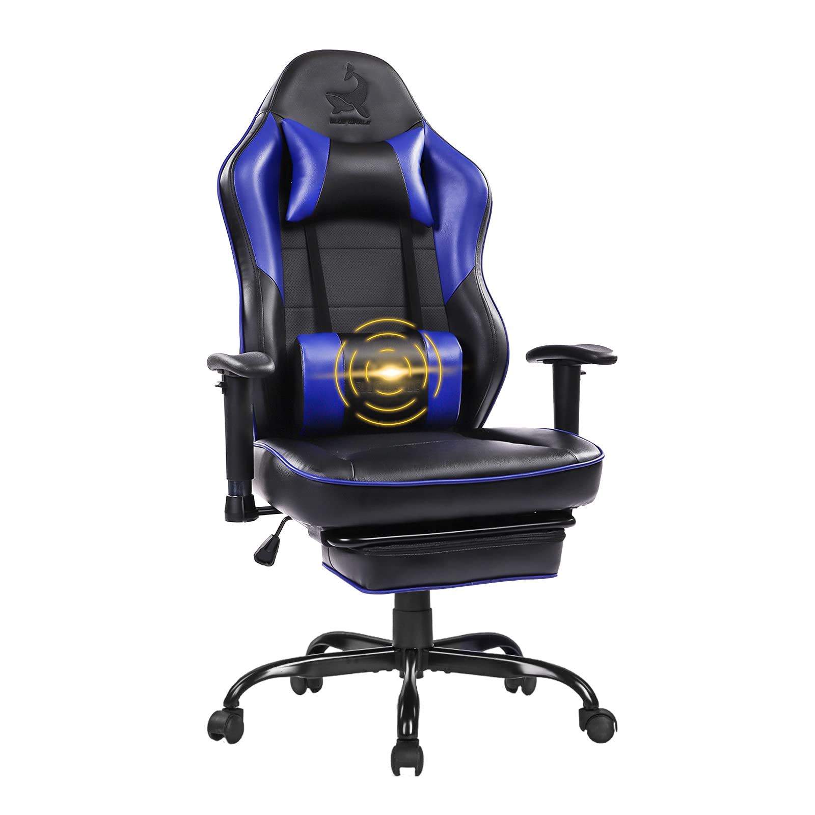 Blue Whale Massage Gaming Chair High Back Racing Computer Desk Chair Swivel Ergonomic Executive Leather Office Chairs with Adjustable Armrests and Footrest