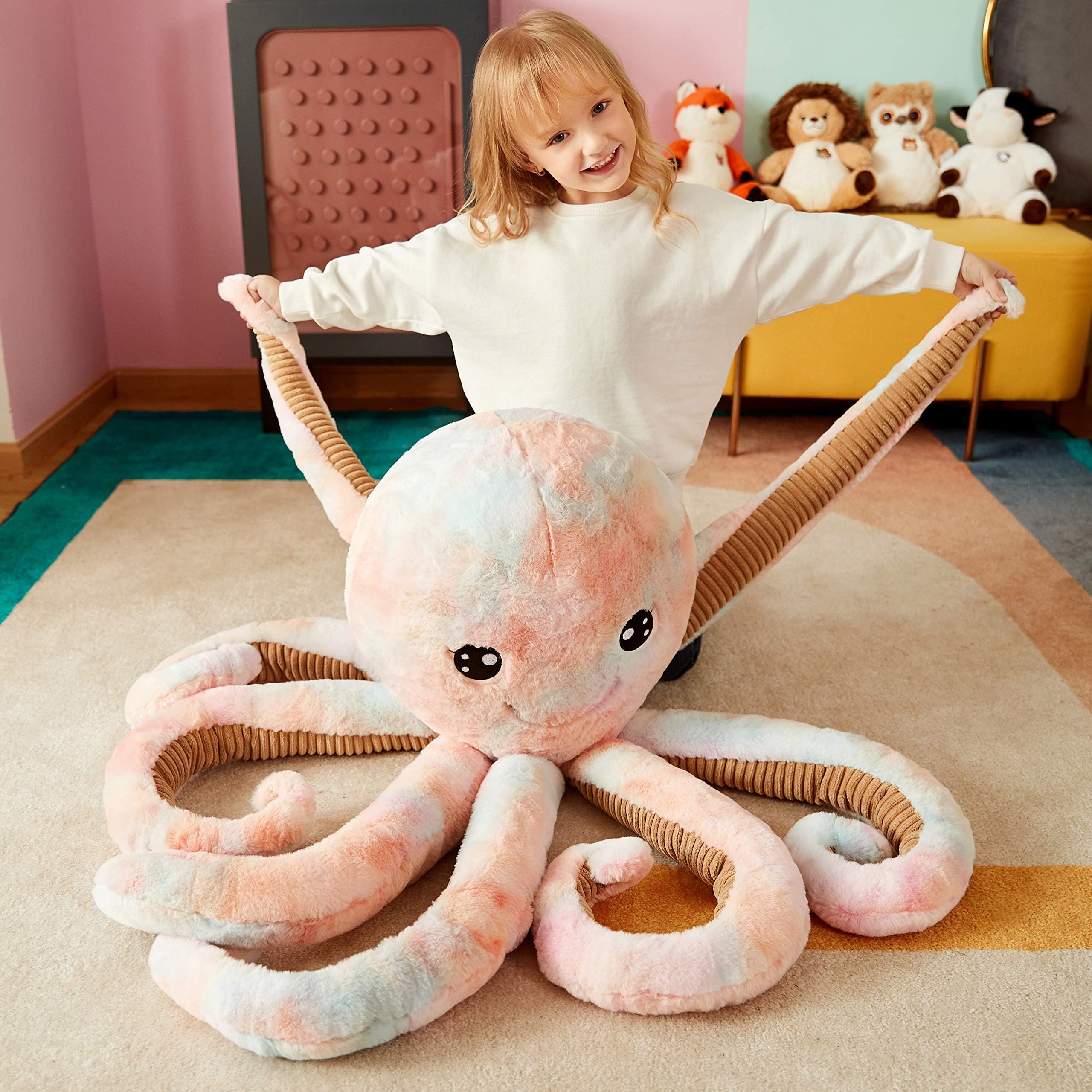 IKASA Giant Octopus Stuffed Animal Jumbo Plush Toy,30" Soft Toys Large Cute Huge Kawaii Fluffy Big Size Fat Oversized Plushie,Gifts for Kids