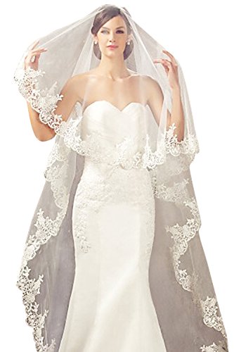 Babyonline Lace Edge Cathedral Length Wedding Bridal Veil,White