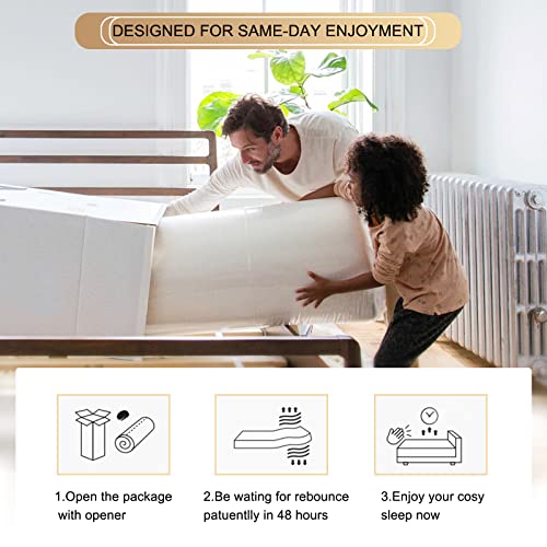 Fiberluxury 3 Inch Gel Infused Memory Foam Mattress Topper Queen Size, High Density Cooling Ventilated Design Memory Foam Bed Toppers-Ultra Plush Mattress Toppers with Bamboo Cover White