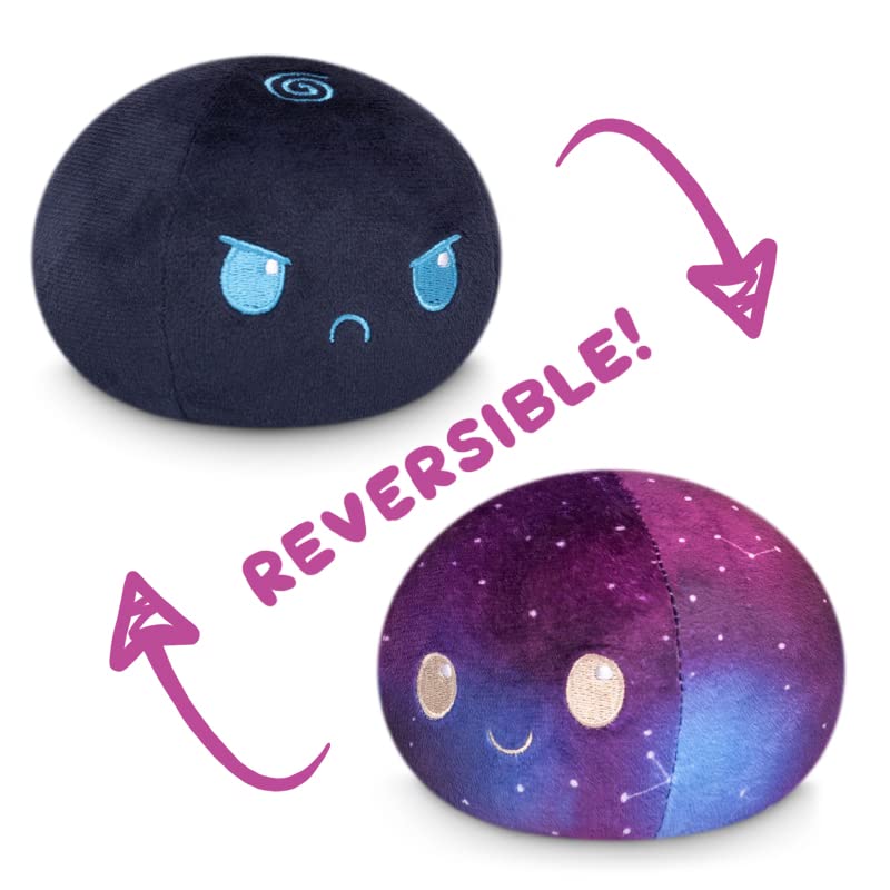 TeeTurtle - The Original Reversible Ball Plushie - Galactic + Dark Blue - Cute Sensory Fidget Stuffed Animals That Show Your Mood